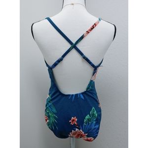 Kona Sol | Swim | Kona Sol Blue Tropical Vneck One Piece Swimsuit ...